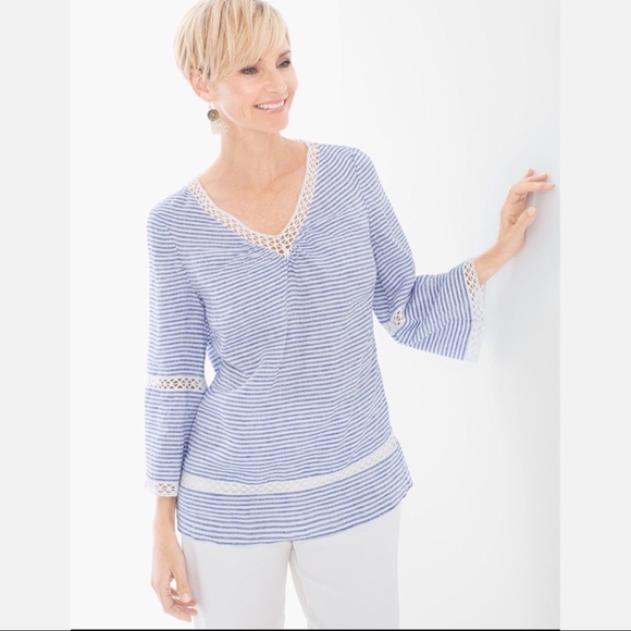 Chico's | Tops | Chicos Linen Bell Sleeve Top Medium | Poshmark
